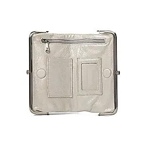 HOBO Lauren Clutch Wallet - Soft Leather Construction with Kiss Lock Closure, Interior Zipper Pocket, and Card Slots Silver 1 One Size One Size