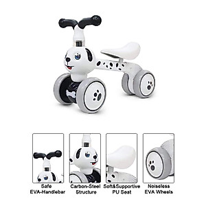 Ancaixin Baby Balance Bikes for 1 2 3 Year Old Boys Girls, Riding Toys for 10-36 Month Toddler | No Pedal Infant 4 Wheels Baby Bicycle | Best First Birthday New Year Holiday (Dog)