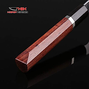 Kbk Japanese Gyutou Kitchen Chef Knife Forged SUS304 Stainless Steel Blade 8.5 Inch and Hard Alloy Edge 63 HRC Super Sharp with Ebony Wooden Handle Comfort Hold