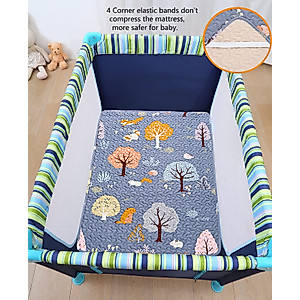 Padded Pack n Play Sheets Breathable Thick Pack and Play Mattress Protector, Quilted 38x26” Playard Sheet Fitted for Graco, Portable Mini Cribs and Foldable Mattress Pad, Soft Playpen Mattresses Cover