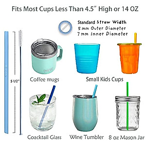 Tegion Cute Mini Short Pinch Test Passed 5.5" Replacement Reusable Toddlers&Kids Silicone Straws for The First Years Take&Toss Spill Proof Straw Cup,Small Kids Danimals -Safe for Teething Chewing