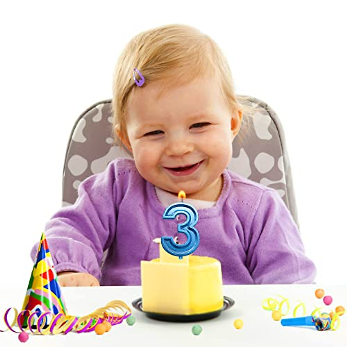 BLUE TOP 2.8 Inch Birthday Cake Candles Number Candles Birthday Candles for Cake,Cake Topper Decoration for Kids,Adults,Party,Anniversary,Milestone Age.(Blue Number 2)