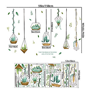 DRWSSR Hanging Creative Removable DIY Green Plant Potted Wall Decal Waterproof Vinyl Wall Decal Decor for Home Girls Bedroom Kids Room Bedroom Living Room Wall Corner (Plant)