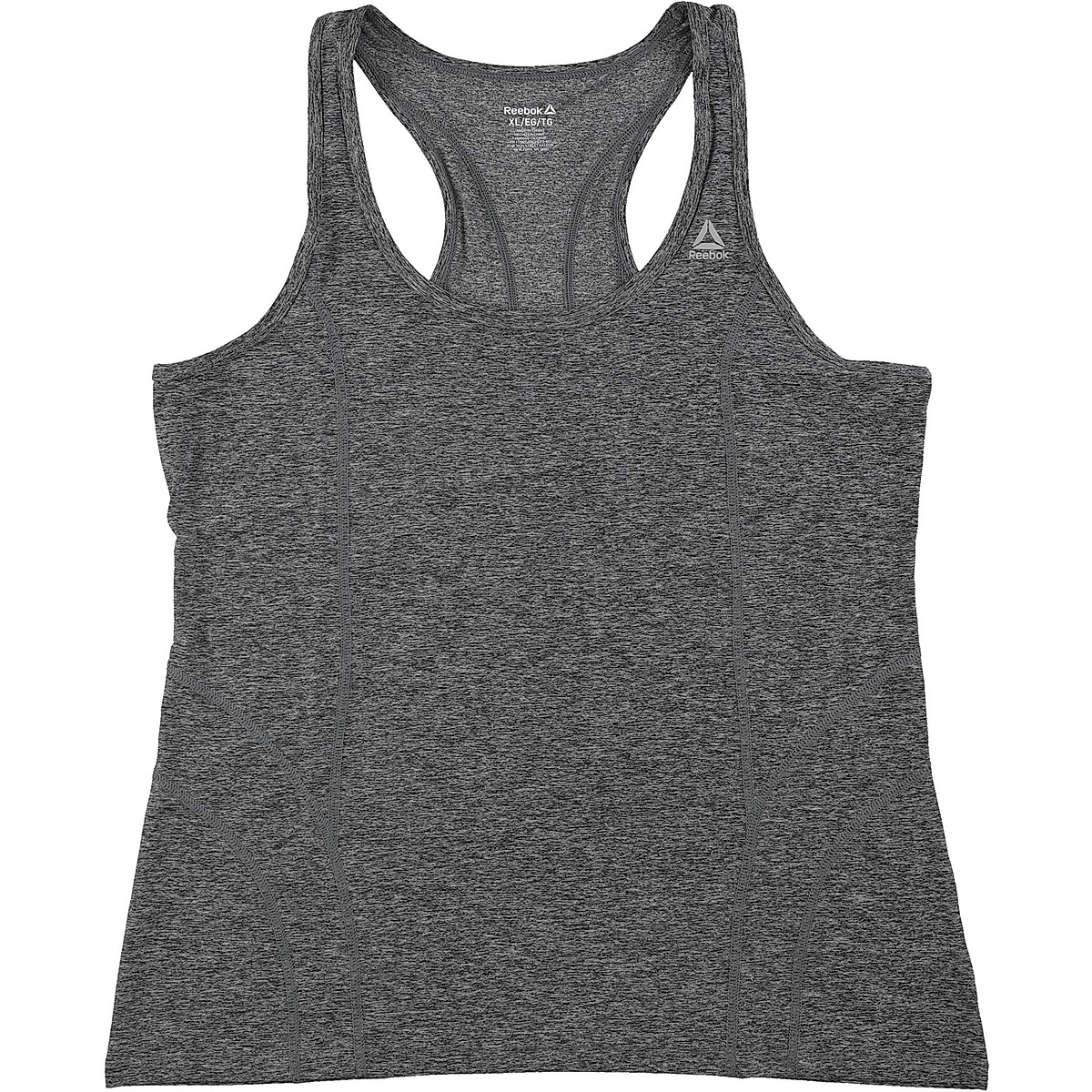 Reebok Womens Marled Jersey Racerback Tank Top, Black, Medium