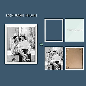 DBWIN 16x20 Picture Frame White Wood Pattern Poster Frame Plexiglass Front 2 Pack Photo Frame for Art Prints Wall Decor Vertically or Horizontally(LY01-16X20-WT)