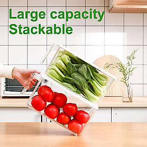 Bokelai 5 Pack Fridge Organizers Clear Food Storage Containers with Lids & Handle Cereal Containers Stackable Refrigerator Organizer Bins Reusable Idea for Pantry Kitchen Cabinet