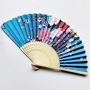 RAZZUM Decorative Folding Fans Vintage Bamboo Folding Hand Held Flower Fan Chinese Dance Party Solid Fan for Party Hand Bamboo Flower Personalized Wholesale Fan