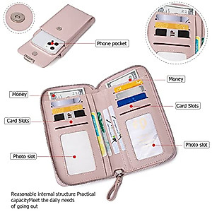 myfriday Small Wallet for Women PU Leather Phone Checkbook Organizer Zipper Coin Purse