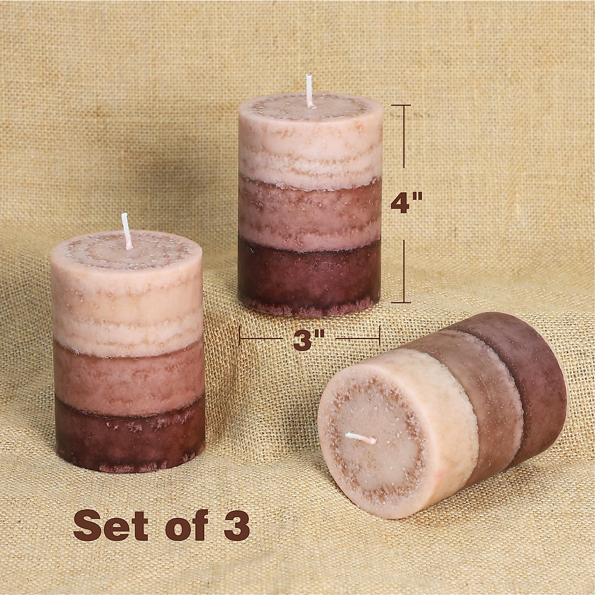 Cafemoon Coffee Pillar Candles, Aromatherapy Scented Candles, 35+ Hours Burn Long Lasting, Set of 3 Tall 3x4 Inch Dripless Pillar Candle, for Wedding and Home Décor