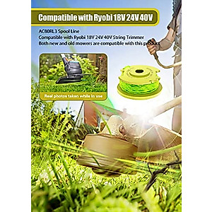 AC80RL3 String Trimmer Replacement Spool Line .080 Inch Twisted Line and Spool for Ryobi One Plus+ 18v 24v 40v Cordless Trimmers Weed Eater Auto-Feed Spool Line Refill 11ft（8+2 Pack）