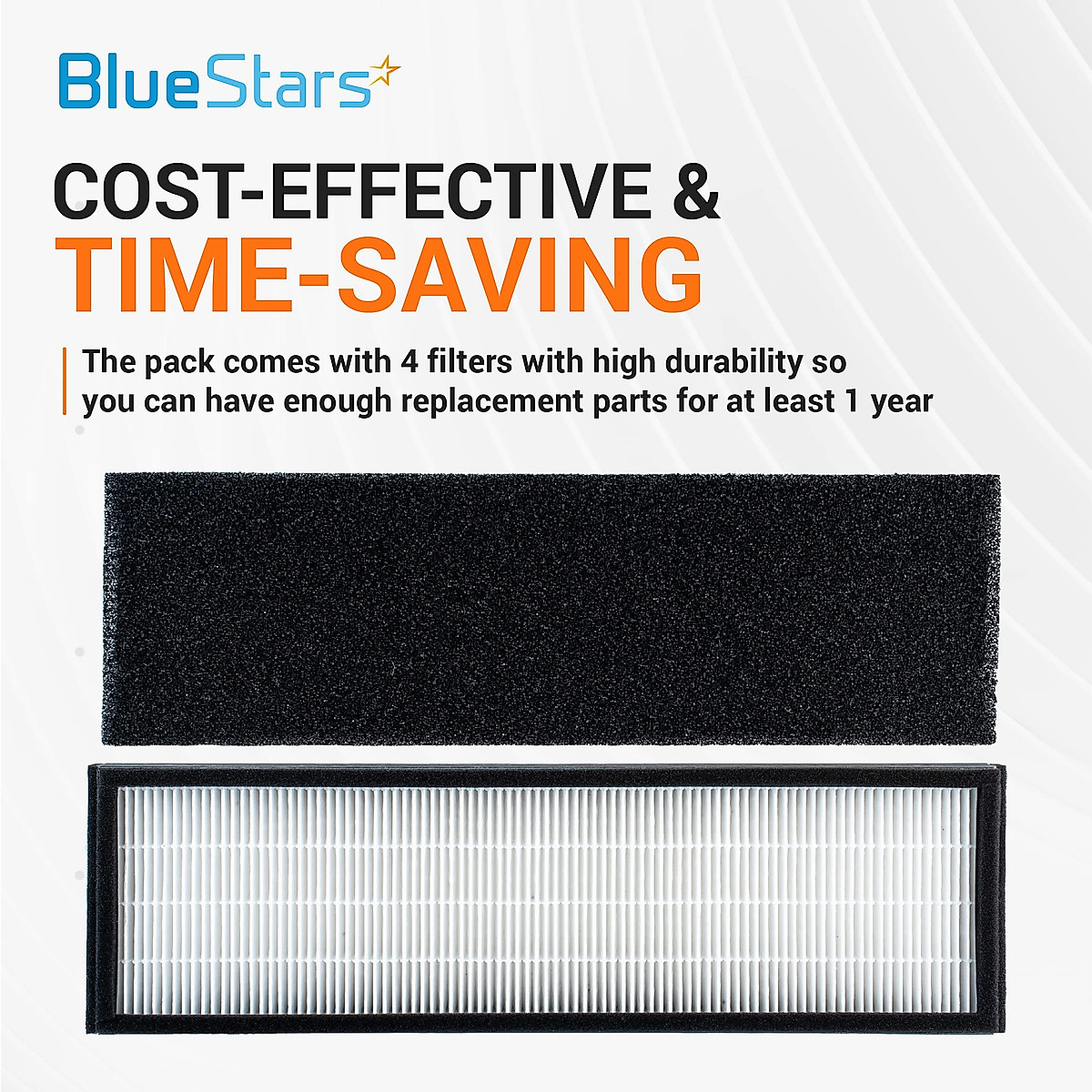 Ultra Durable FLT4825 True HEPA filter Replacement Filter B - Exact Fit for Germ-Guardian Air Purifier AC4300BPTCA, AC4900CA, AC4825, AC4825DLX (2 HEPA + 8 Activated Carbon Filters)