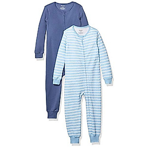 Hanes unisex baby Ultimate Zippin 2 Pack Sleep and Play Suits Layette Set, Blue Stripe, 12-18 Months US