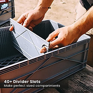 SIDIO CRATE Pro Pack - Two Full Size and One Half Size SidioCrate, Stackable Outdoor Organizer Storage Bins with Clear Lid and Dividers - Green