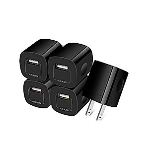 [5Pack/1Port] USB AC Charger Adapter, Wall Plug Fast Charging Outlet Power Box Cube for iPhone 14 13 12 11 Pro Max/Mini SE X XR XS, iPad, Samsung S22 S21 S20 S10 S9 Android Phones Multiple Brick Block