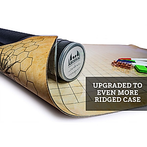 RPG Battle Grid Mat - 24" x 36" High Quality Double Sided Neoprene Mat Plus Dry Erase PVC Film - Table Top Role Playing Map - DND Role Play - Dungeons and Dragons Maps Tiles - Tabletop Gaming Mat