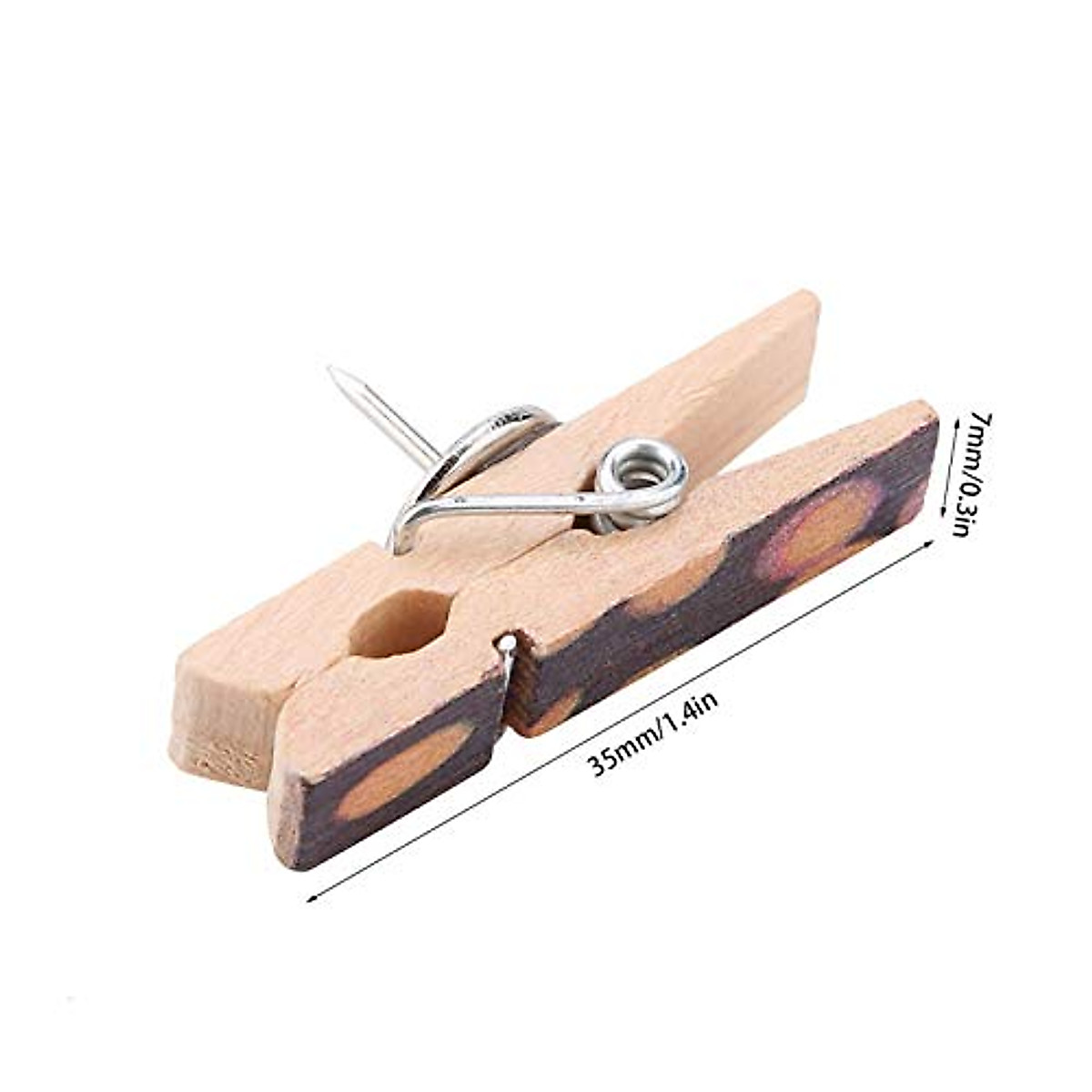 Oumefar 50pcs Wooden Clips Mini Size 35 * 7mm Natural Crude Wood Clips Craft Decoration Pegs for Photo Clips Clothes Clothespin