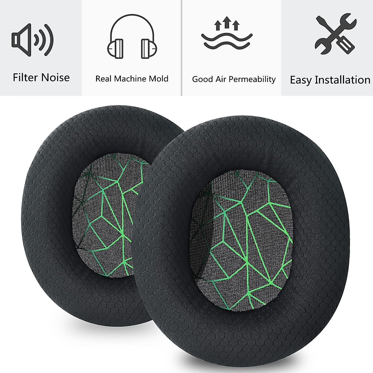 Arctis Pro Replacement Earpads Soft Ear Cushions Cover Compatible with SteelSeries Arctis9 Arctis7 Arctis5 Arctis3 Arctis1 and Arctis pro Wireless Gaming Headphones (Arctis-Black&Green)