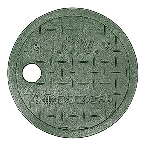 NDS 107BC 6 in. Valve Box and Cover, 9 in. Height, ICV Lettering, Black Box, Green Overlapping Cover, Black/Green