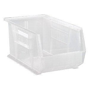 Quantum QUS240CL Ultra Stack and Hang Bin, 14-3/4" Length x 8-1/4" Width x 7" Height, Clear, Pack of 12