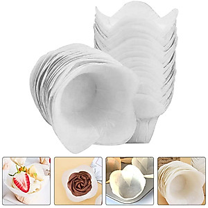 Cabilock 100pcs Cupcake Liners Tulip Lotus Style Baking Cups Cupcake Wrapper Muffin Liners Baking Cups Greaseproof Paper for Bakery (White)