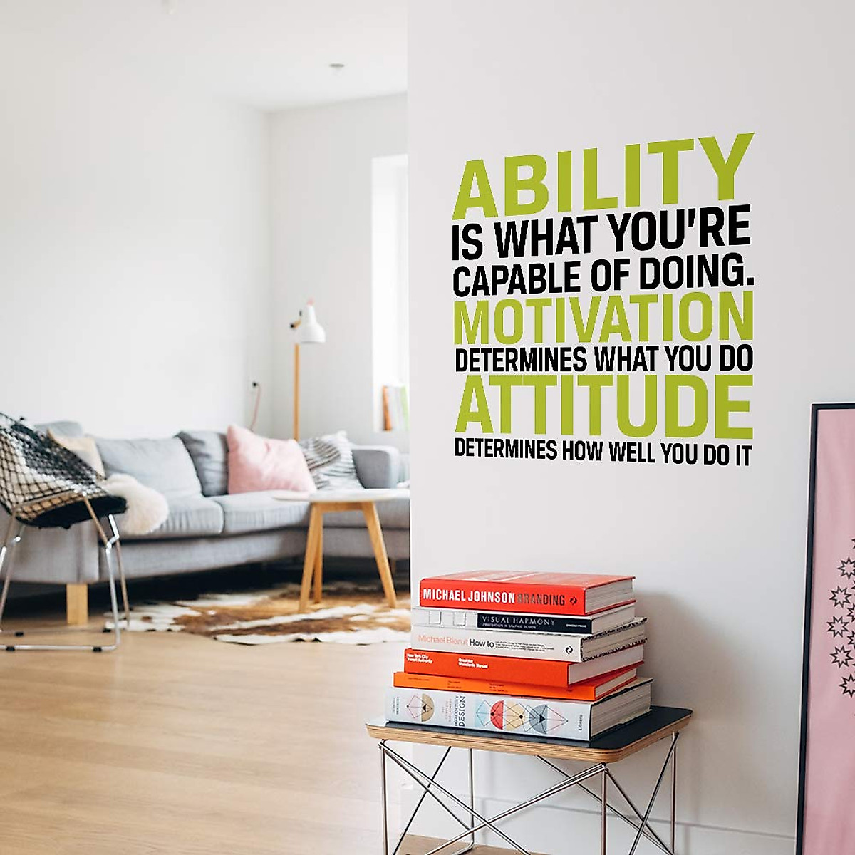 Family Inspirational Quotes Vinyl Wall Decal Stickers Ability is What You're Capable of Doing Motivation Attitude, Family Decor Removable Vinyl for Kids Room Living Room Bedroom (11.8''×23.6'')