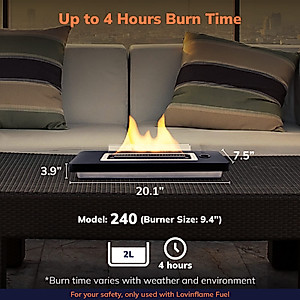 LOVINFLAME Mountain Tabletop Fire Pit 20 Inch for Indoor and Outdoor, Wind Resistant Tabletop Fireplace for Balcony and Patio Decor, Smokeless Fire Pit with 4pcs Ethanol-Free Fuel and Torch Lighter