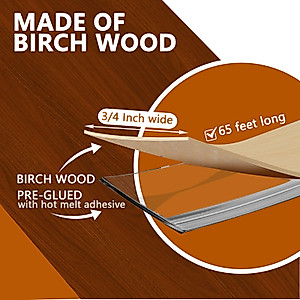 QTLCOHD 2 Roll Edge Banding 3/4 Inch x 65 Ft. Wood Veneer Edge Banding Iron on with Hot Melt Adhesive Pre-glued Flexible Birch Edge Banding for Cabinet Repair Furniture