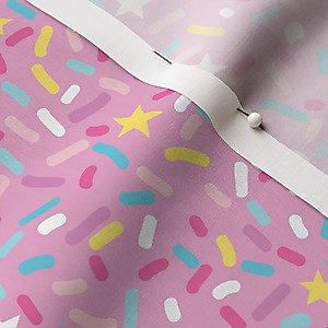 Spoonflower Fabric - Sprinkles Ice Cream Stars Pink White Pastel Party Desert Donut Printed on Cotton Poplin Fabric by The Yard - Sewing Shirting Quilting Dresses Apparel Crafts