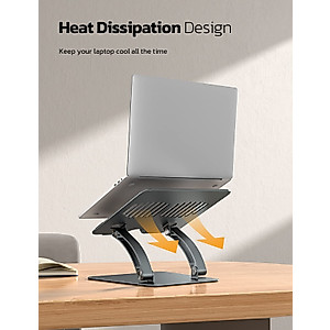 Nulaxy Adjustable Laptop Stand for Desk, Ergonomic Portable Laptop Stand Up to 10.6" with Heat-Vent, Laptop Riser Supports Upto 11Lbs, Compatible with MacBook Pro All Laptops 11-15.7"(Grey)