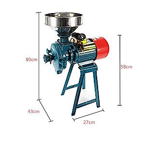 Electric Mill Grain Grinder, 110V 2200W Corn Rice Wheat Sorghum Grinder Machine, Electric Feed Mill Dry Cereals Grinder Machine With Funnel, Commercial Wheat Feed/Flour Dry Cereal Machine
