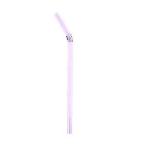 MIEDEON 8MM Transparent Colored Glass Straws 4 Pieces, Pure Hand-Made Bamboo High Borosilicate Heat Resistant Glass Bent Drink Straws (Purple)