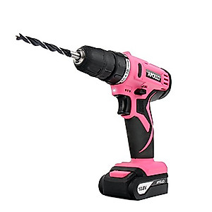 Apollo Tools Powerful Lightweight Cordless Drill, 10.8 Lithium Ion Battery with 30-Piece Accessory Drill Bit Set - Pink Ribbon - Pink- DT4937P