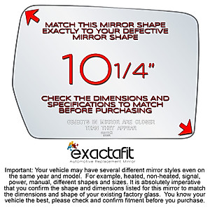 exactafit 8615R Passenger Side Mirror Glass Replacement Repair Compatible With 2004 2005 2006 2007 2008 2009 2010 Ford F150 F-150 Pickup Truck