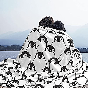 Funny Penguin Flannel Reversible Throw Blanket Fuzzy and Soft Fleece Bed Blanket 50 40/60 50/80 60 inches
