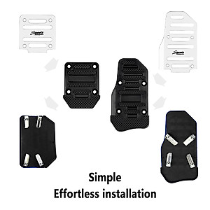 Aokdom Upgrade Non-Slip Foot Pedal Covers Set for Gas Fuel Petrol Clutch Foot Pedals,Aluminum Car Decor for Car Safety,Universal Car Accessories (Silver)