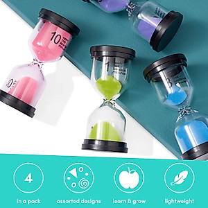 THE TWIDDLERS 4 Premium Hourglass Sand Timers, 4 Colors: 1min 3min 5min 10 Minutes