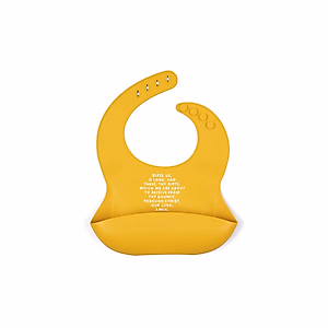 Be A Heart Silicone Bibs for Babies & Toddlers, Meal Blessing Prayer Bib, Baby Baptism Gift (Mustard)