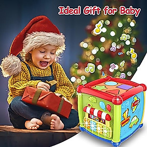 Gzolxkwin Activity Cube Baby Toys 6 to 12 Months,6-in-1 Early Learning Montessor Toys for 1 Year Old Shape Sorter Piano Keyboard Light Up Music Toddlers Toys for 1 2 Years Boys Girls Gifts