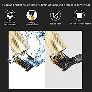 Electric Pro Hair Clippers T-Blade Beard Trimmer USB Rechargeable Cordless Outliner Hair Trimmers for Men Professional Grooming Kit With 4 Limit Comb Gold(0/1.5/3/6/9 mm)