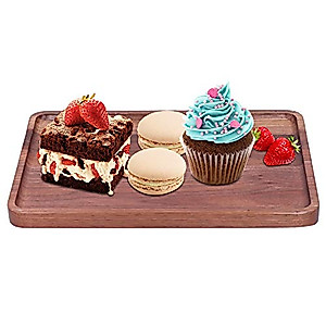 Coffee Serving Tray, Wooden Dessert Plate, Walnut Wood, Rectangular Fruit Platefor Serving Cakes, Snacks, Candies and Bread(34 * 23 * 2)