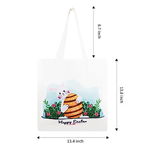 AKEROCK Easter Bags, 3 PCS Easter Bags with Handles, Large Reusable Tote Bags for Kids Egg Hunt - Easter Canvas Bags