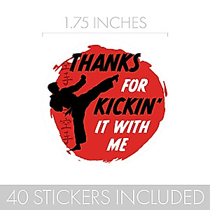 Karate Birthday Party Thank You Favor Labels - 40 Stickers