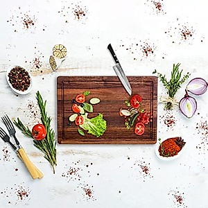 Kenzal Walnut Wood Cutting Boards for Kitchen, Heavy Duty chopping board with Juice Groove, Kitchen Chopping Board for Meat(Butcher Block), Cheese and Vegetables 13 x 10 Inches