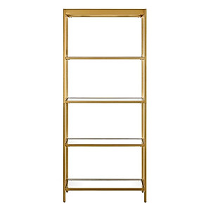 Henn&Hart 30" Wide Rectangular Bookcase in Brass, for Home Office, Living Room