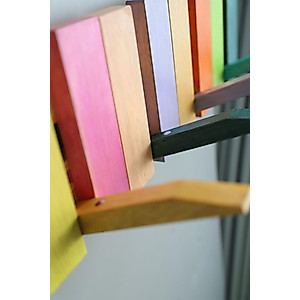 GOGREEBELL Natural Wood Wall Mounted Piano Coat Rack| Coat Rack Wall Mount| Flip Down Wall Hook Rack 5 Hooks| Heavy Duty Towel Rack with 5 Hooks to Hang Hat,Bag, Backpack(Multi Color Graffiti Dyeing)