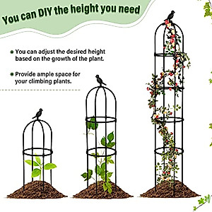 4 Pack 6 ft Garden Obelisk Trellis for Climbing Plants Outdoor Rustproof Rose Trellis for Pots Tall Tower Plant Trellis Metal Garden Trellis for Outdoor Indoor Vines Flower Plants Support (Black)