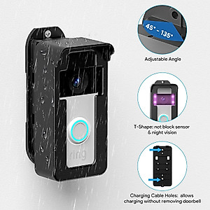 Anti-Theft Video Doorbell Angle Mount, 45 to 135 Degree Adjustable Ring Camera Holder Doorbell Door Mount for Apartment, Compatible with Ring/Blink Video Doorbell 4 3 Plus 2 1 Pro 2