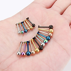 SCERRING 18PCS 14g Stainless Steel Balls Labret Monroe Lip Cheek Tragus Cartilage Helix Earring Ring Body Piercing Jewelry 10-14mm - Mix Color