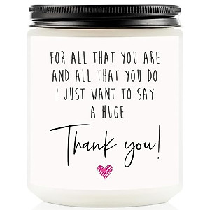 Thank You Gifts for Women Men, Appreciation Gifts for Coworkers, Employee, Teacher, Nurse, Handmade Lavender Natural Soy Wax Candle Gifts for Friends Mom (7oz)
