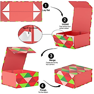 Christmas Gift Box 8"x8"x4" with Magnetic Closure Lid and Ribbon for Gift Packaging, Xmas Gift Wrapping Box for Christmas,New Year,Winter Holiday and Various Holidays